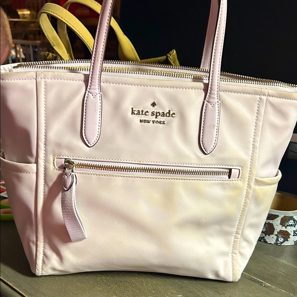 kate spade | Bags | Kate Spade Lavender Nylon Tote With Gold Accents ...